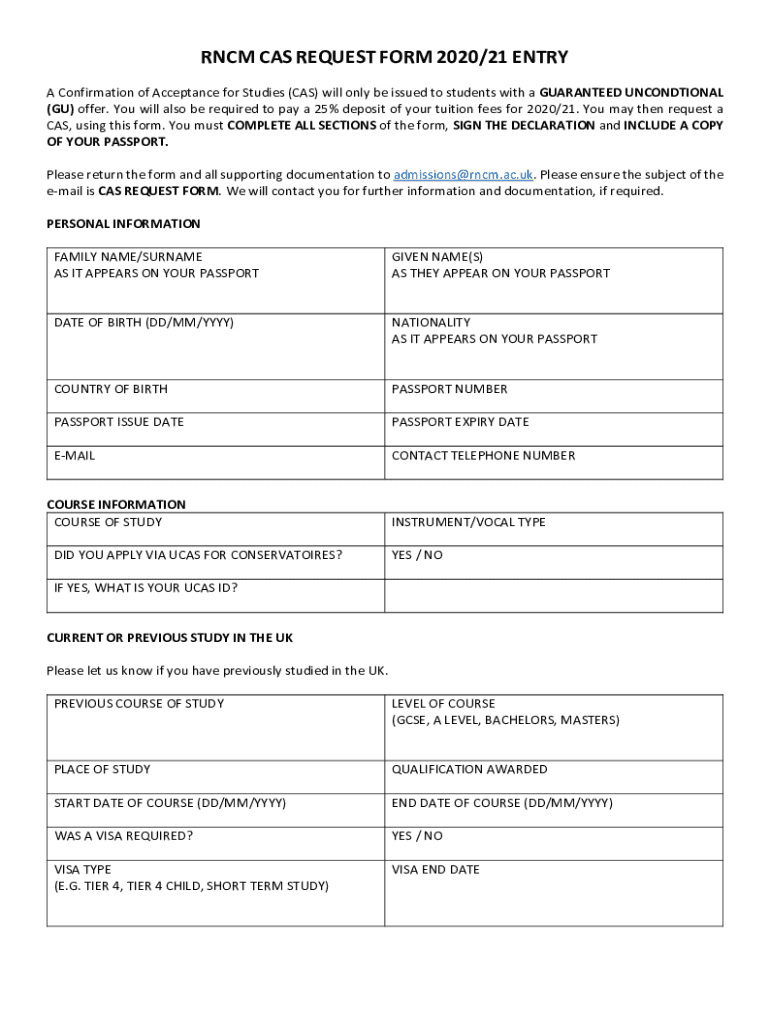 Fillable Online How To Request A CAS and Start Your Visa Application ...