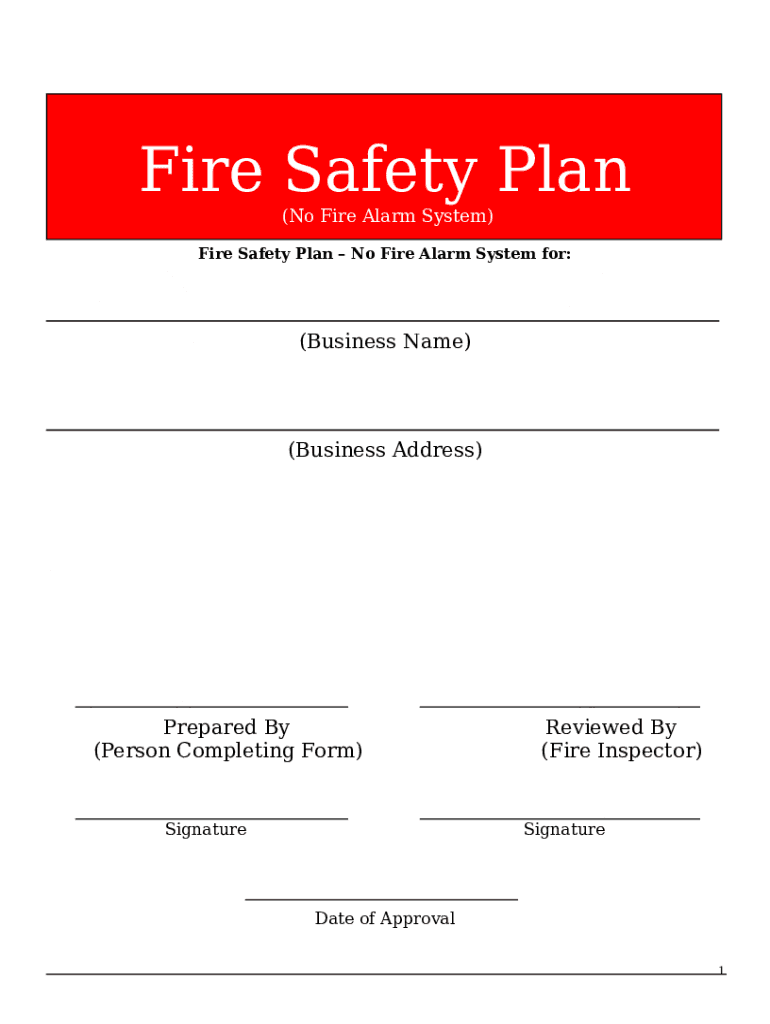 Fire Safety Plan No Fire Alarm System Doc Template | pdfFiller