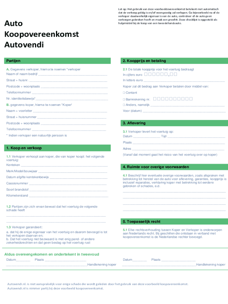 Invulbaar Online Hoe stelt u een koop- en verkoopovereenkomst voor ...