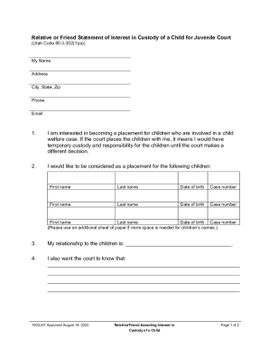 Fillable Online Relative or Friend Statement of Interest in Custody of a ... Fax Email Print ...