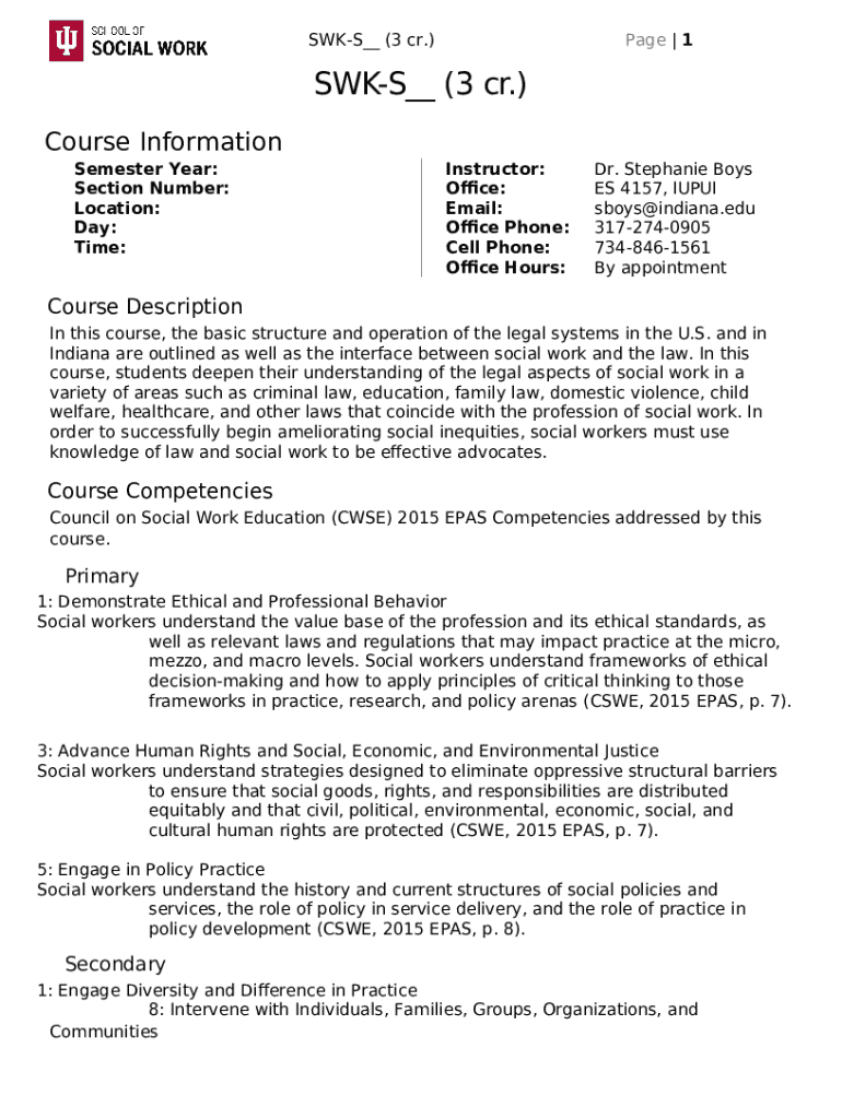 SWK-S (3 cr.) Doc Template | pdfFiller