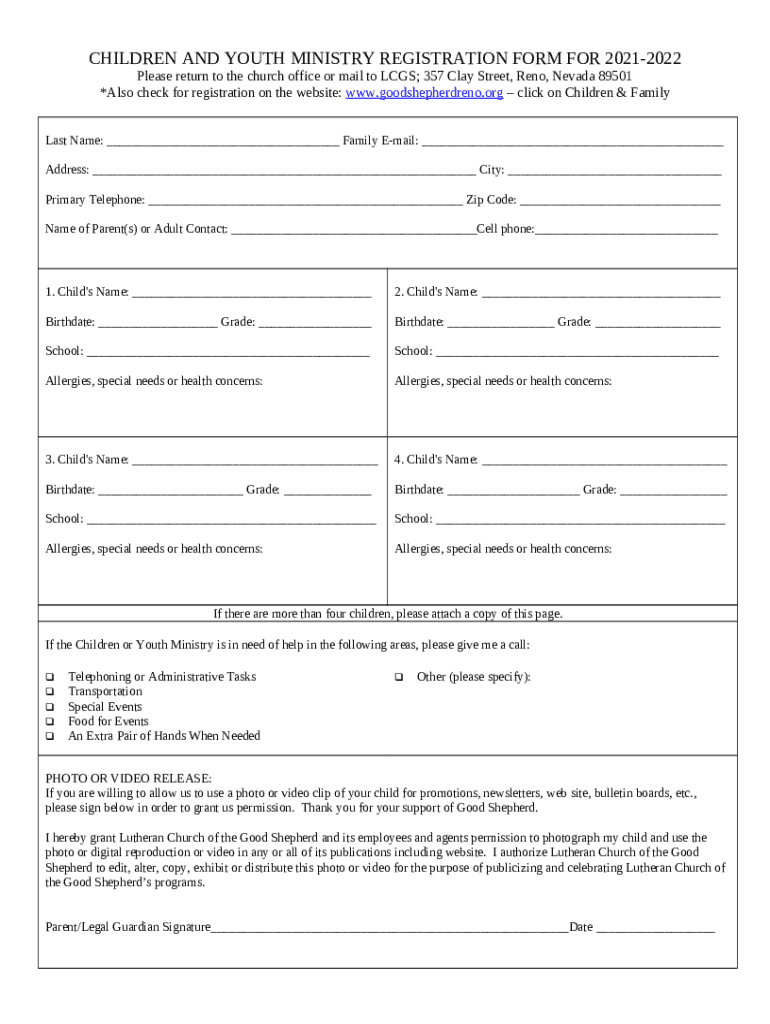 Registration - Faith ation and Youth Ministry Doc Template | pdfFiller