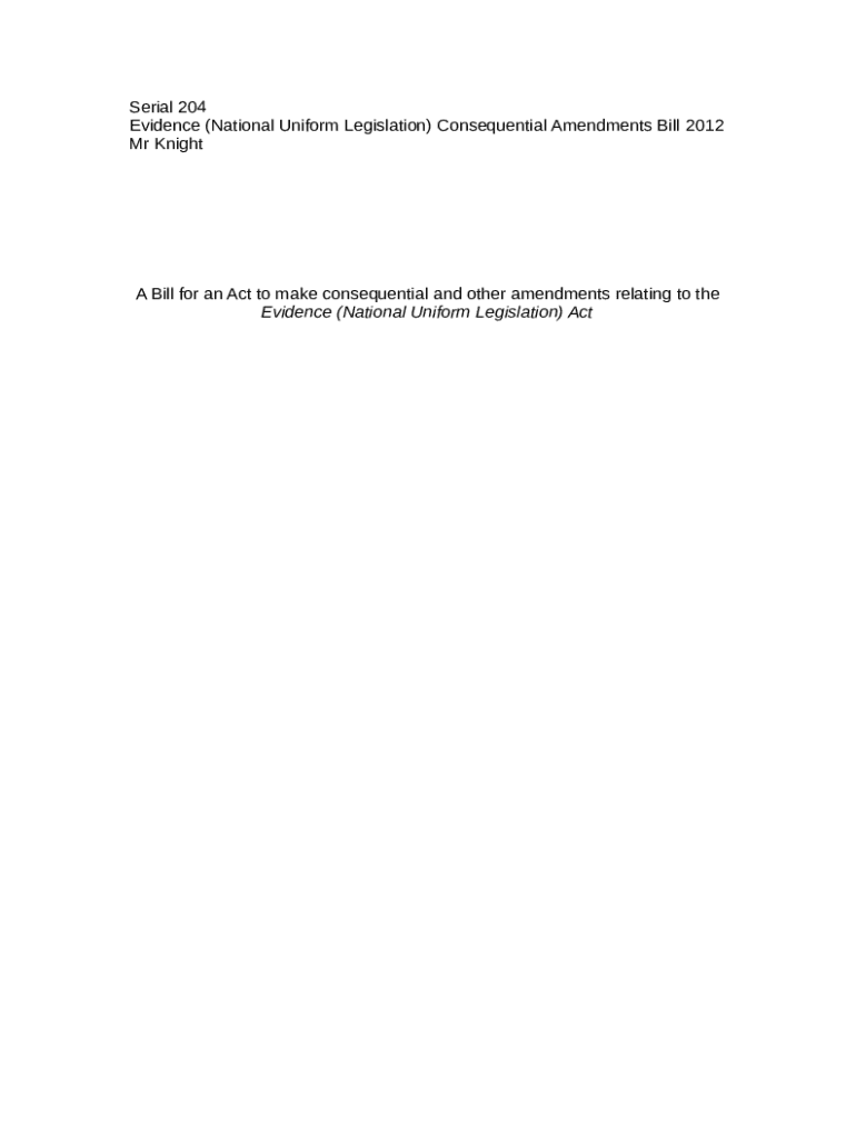 evidence (national uni legislation) (consequential ... Doc Template | pdfFiller