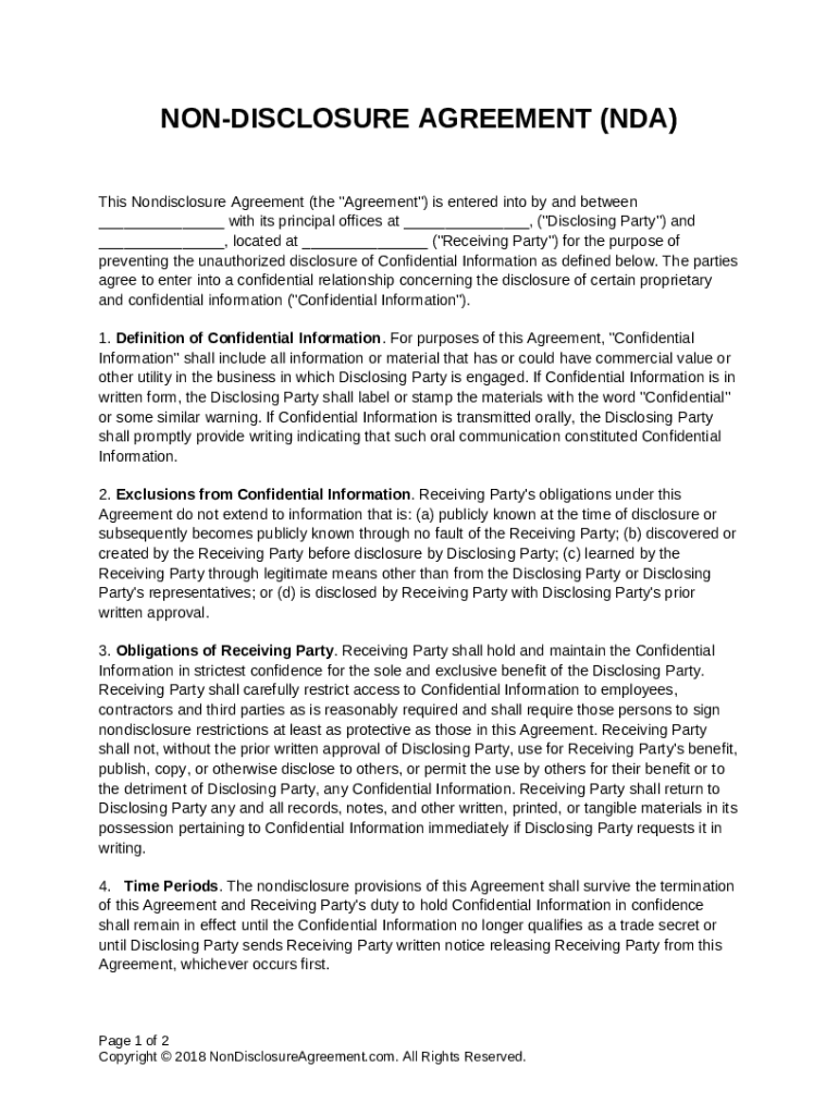 Invention Non-Disclosure Agreement - Patent Doc Template | pdfFiller