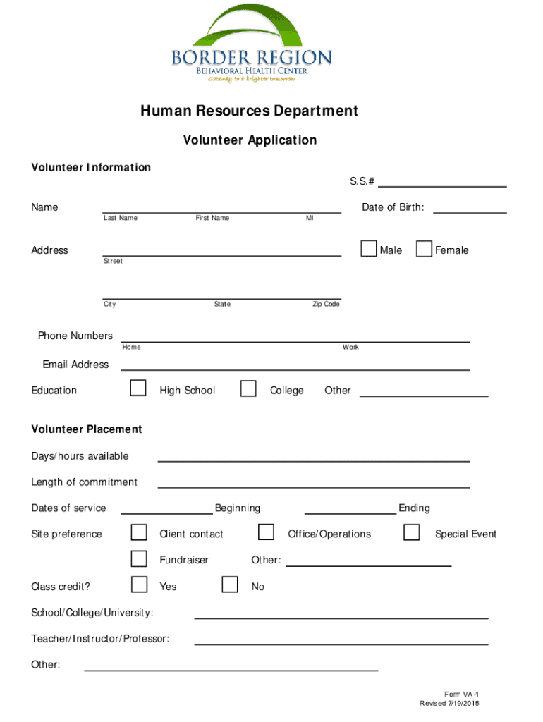 Fillable Online Volunteer ApplicationExternal Fax Email Print - pdfFiller