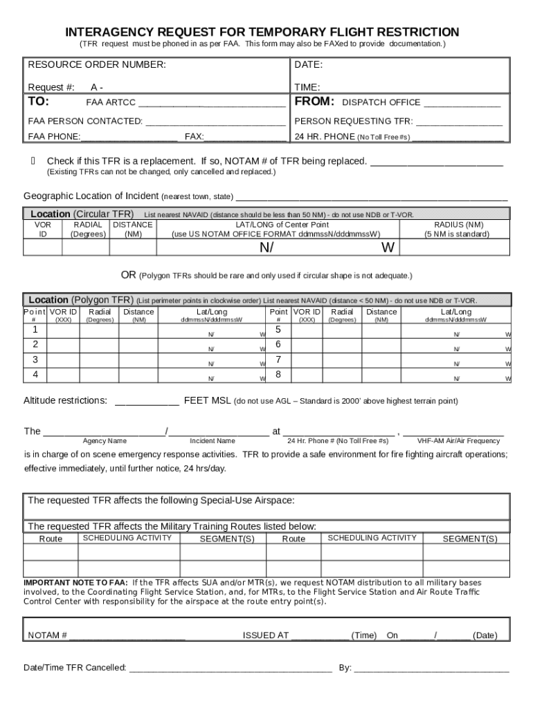 How To Request A Tfr - Fill Online, Printable, , Blank Doc Template ...