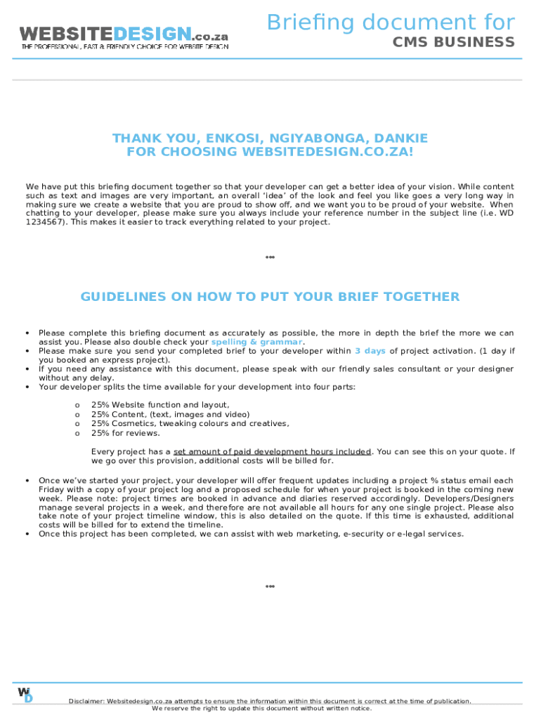 How To Write A Website Design Brief + Free Template Doc Template ...