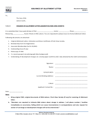 Fillable Online TRANSFER FORMS - DHA Lahore Fax Email Print - pdfFiller