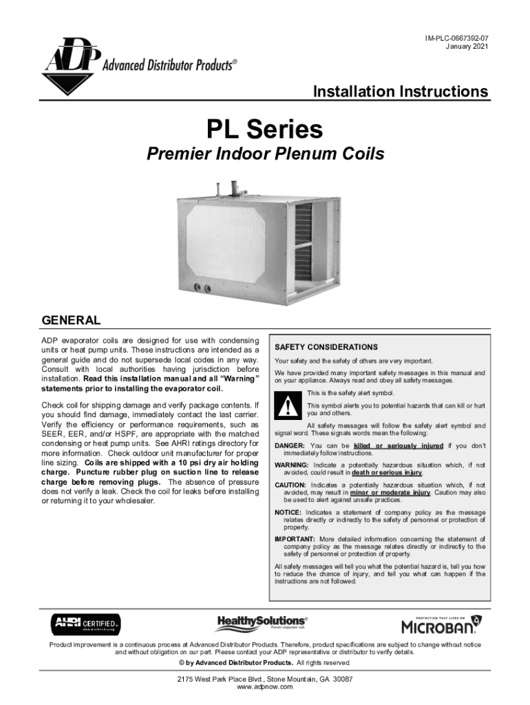 Fillable Online Plenum Evaporator Coil Adp - Quality Air Equipment Fax ...
