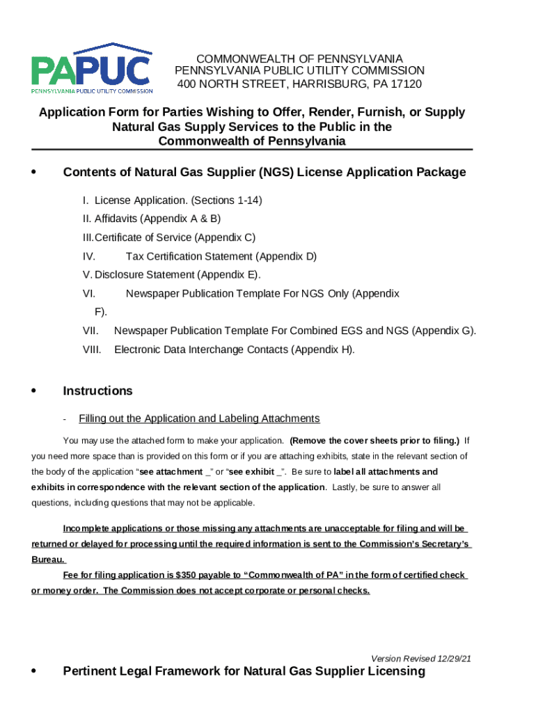 Online puc state pa application to ... Doc Template | pdfFiller