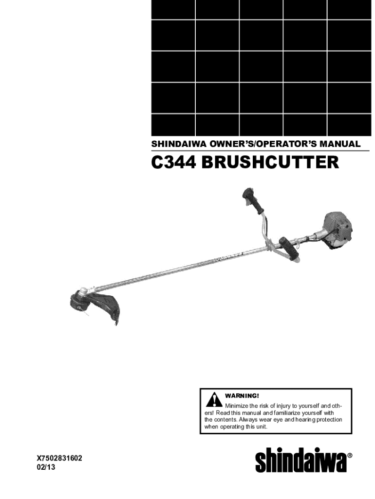 Fillable Online Shindaiwa C344 Owner's/Operator's Manual Fax Email Print - pdfFiller