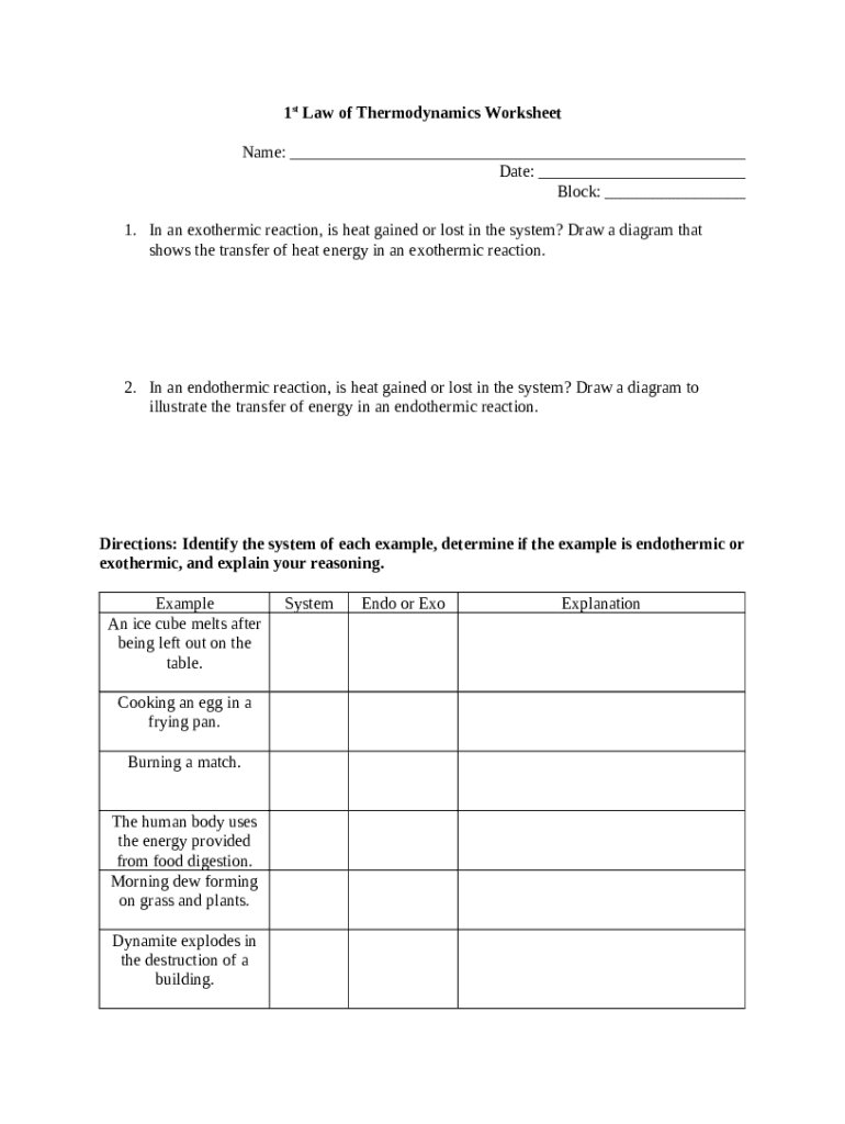 1st law of thermodynamics worksheet - key - images pcmac Doc Template ...