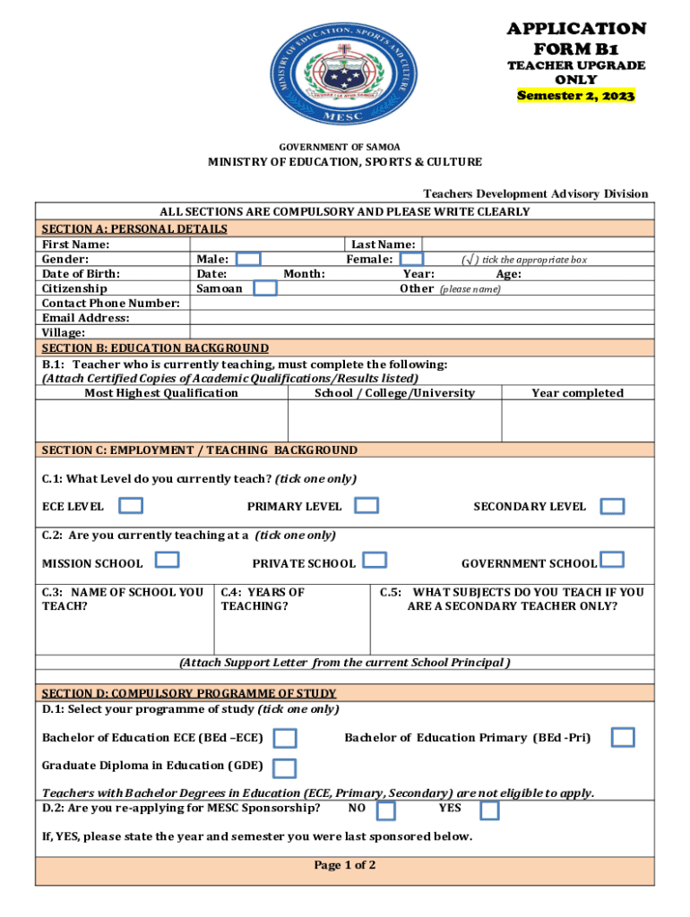 Fillable Online APPLICATION FORM B1 Fax Email Print - pdfFiller