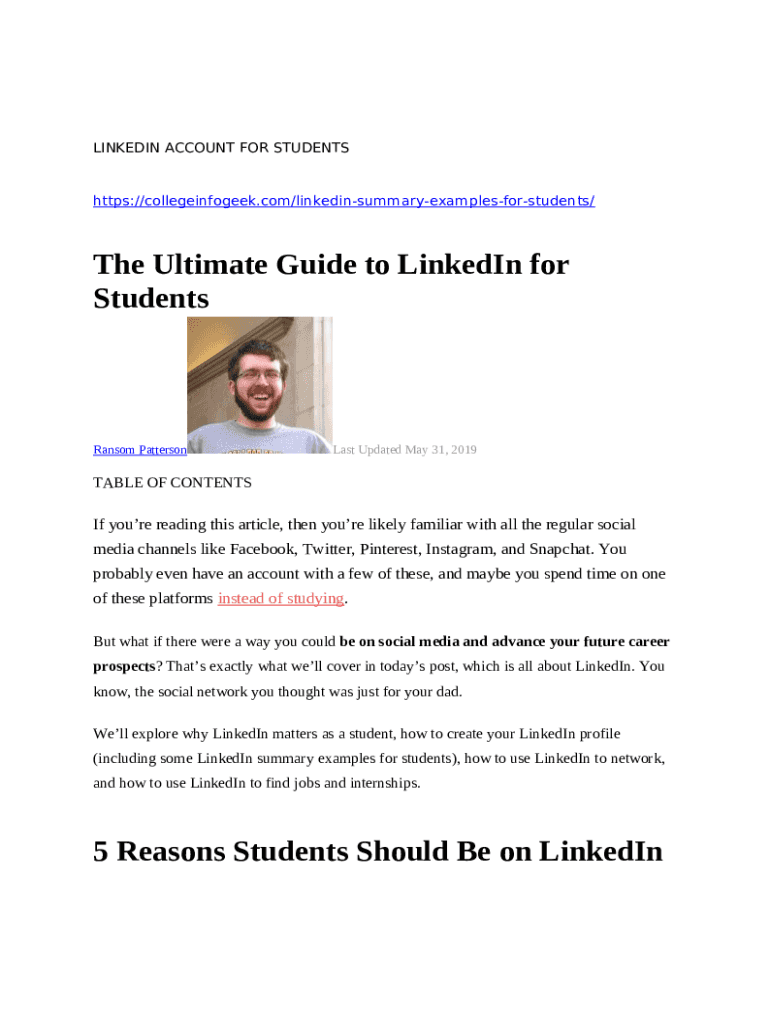 A Guide for Students: Building and Using a LinkedIn Profile Doc Template | pdfFiller