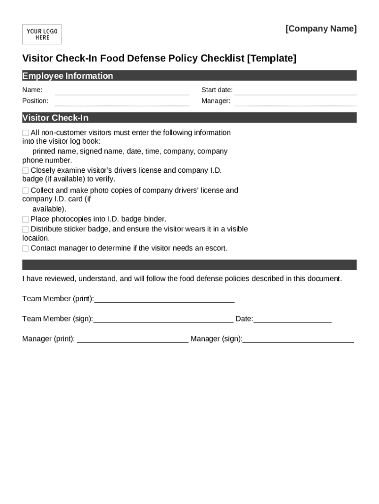 Food Defense Self-Assessment Checklist for Slaughter & ... Doc Template ...