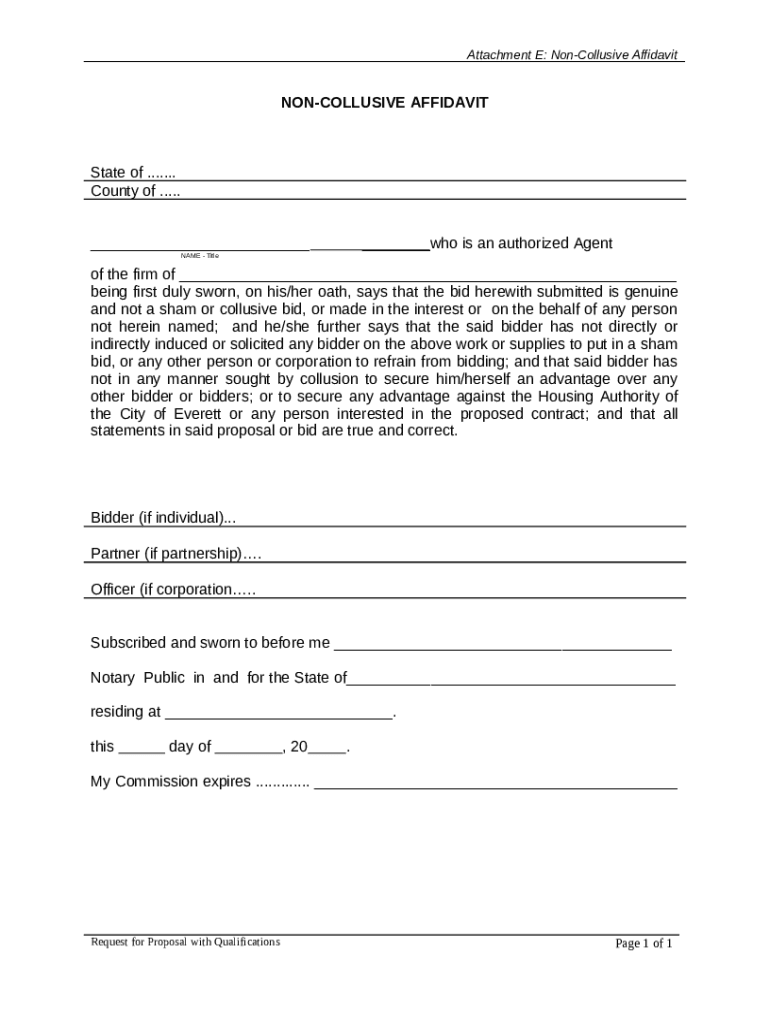 NON-COLLUSION AFFIDAVIT STATE OF OHIO ) ) SS Doc Template | pdfFiller