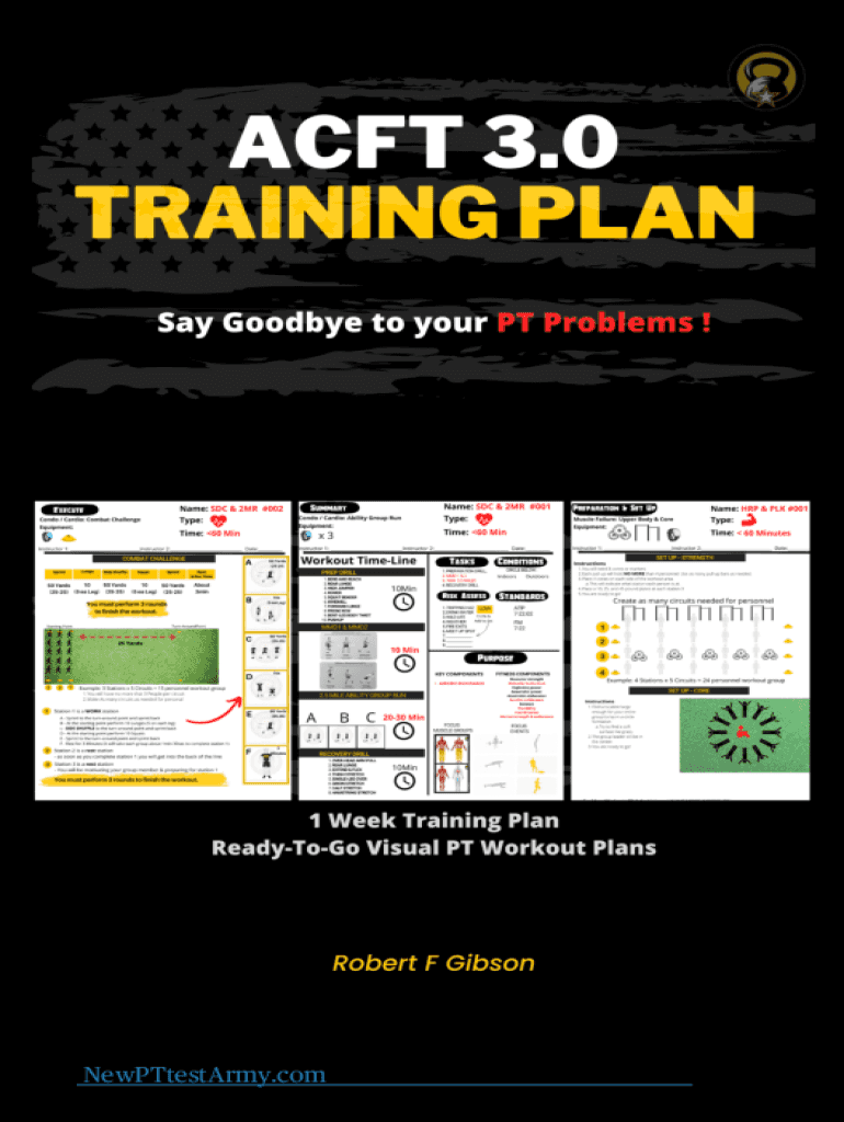 Fillable Online ACFT 3.0 - Week Training Plan: Say Goodbye to Your PT ...