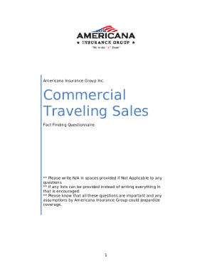 Commercial Traveling Sales. Fact Finding Doc Template | pdfFiller