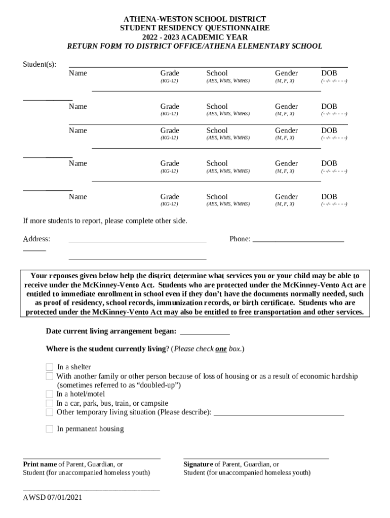 SAMPLE ENROLLMENT /RESIDENCY ... Doc Template | pdfFiller