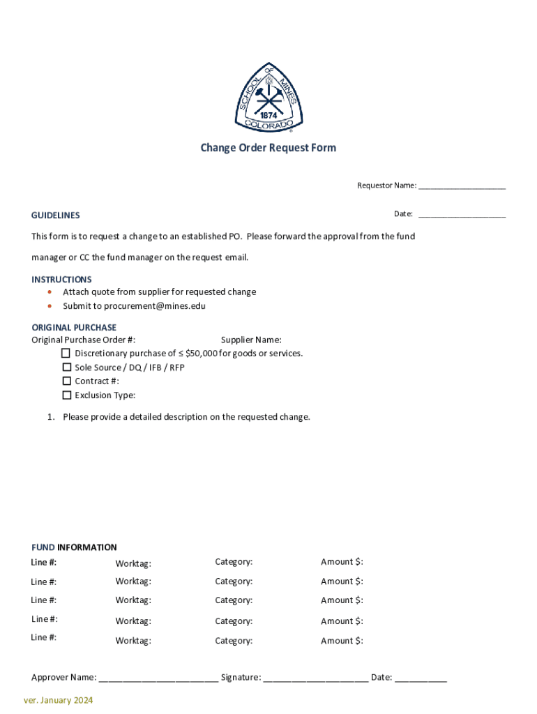 Fillable Online Approval Process: PO Change Request Forms ... Fax Email Print - pdfFiller