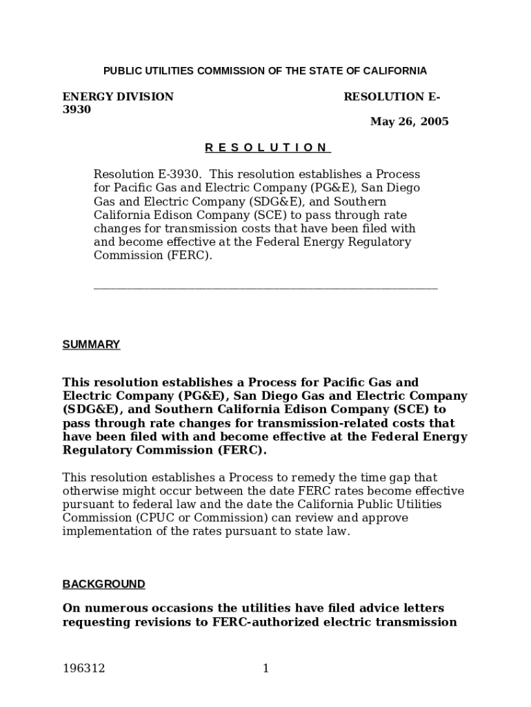 PUBLIC UTILITIES COMMISSION ... - docs cpuc ca Doc Template | pdfFiller