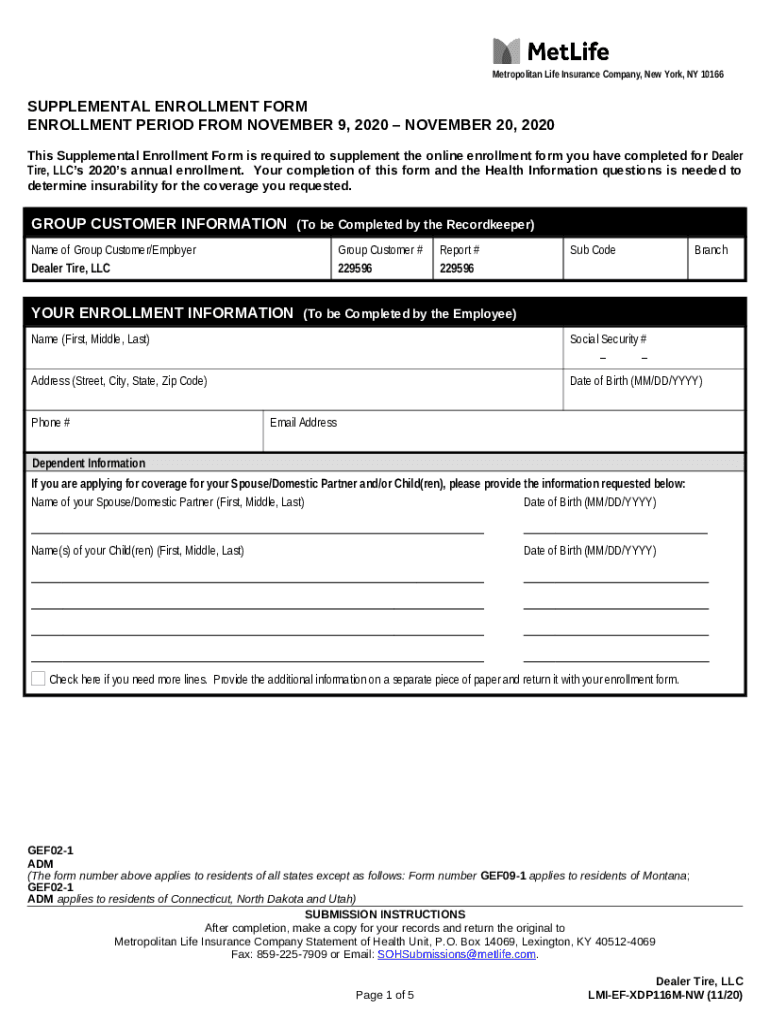 MetLife-Supplemental-Life-Insurance-Enrollment-. ... Doc Template ...