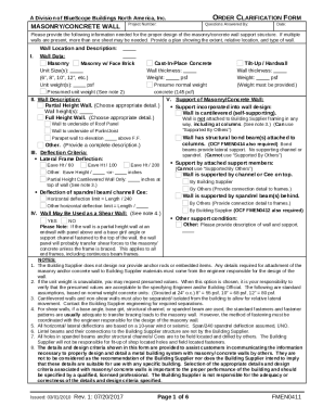 Masonry or Concrete Wall. BBNA Order Clarification Doc Template | pdfFiller