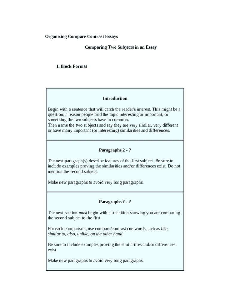 The Compare/Contrast Chart - images - images pcmac Doc Template | pdfFiller