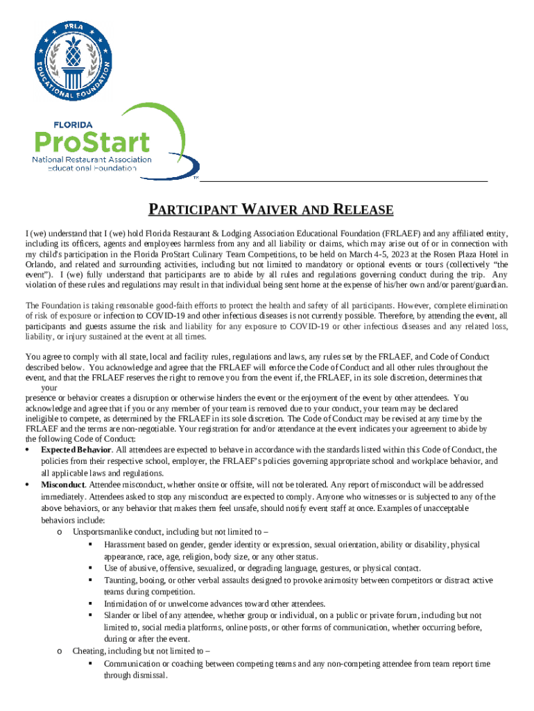 Florida Restaurant & Lodging Association (FRLA) Doc Template | pdfFiller