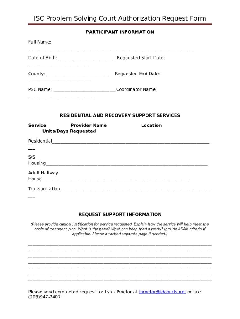ISC Problem Solving Court Authorization Request - isc idaho Doc ...