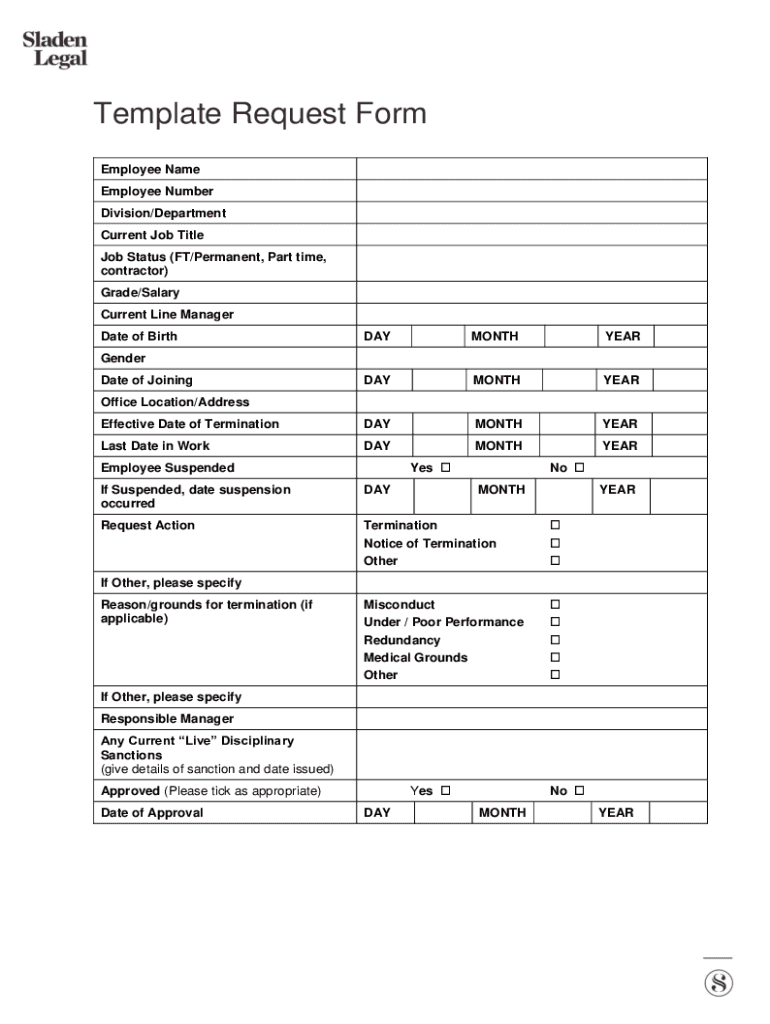 Fillable Online Termination Request Form Template Fax Email Print ...