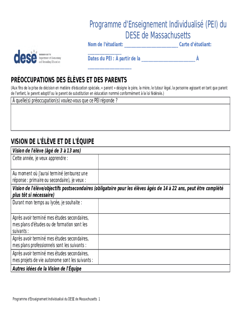 IEP s and Notices: French - Special Education Doc Template | pdfFiller