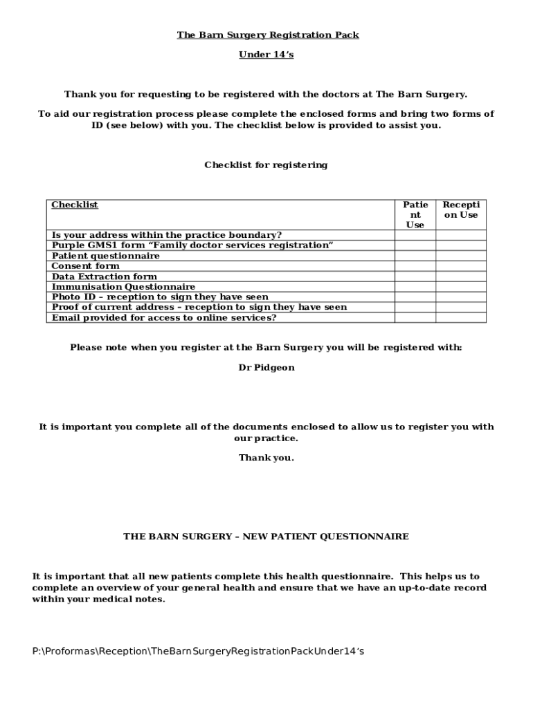 The Barn Surgery How to register with this GP surgery Doc Template | pdfFiller