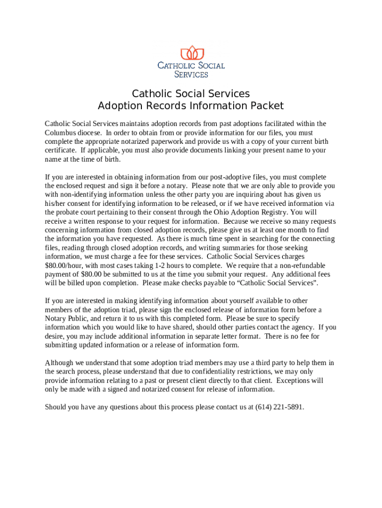 Adoption File Ination - Ohio Department of Health Doc Template | pdfFiller