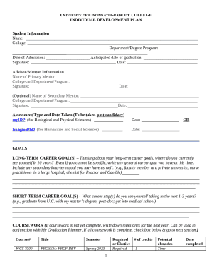 Individual Development Plans (IDPs) - The Graduate College - grad uc ...