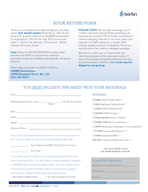 Fillable Online BARBRI Book Return Form Fax Email Print - pdfFiller