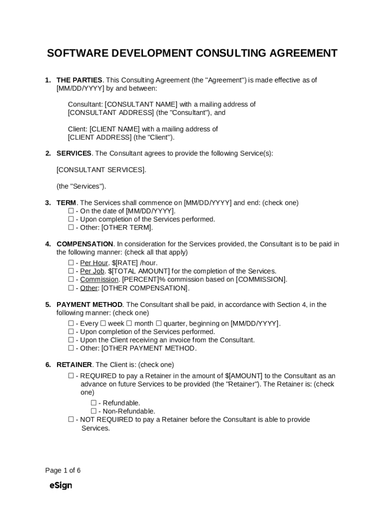 Software Development Consulting Agreement Doc Template | pdfFiller