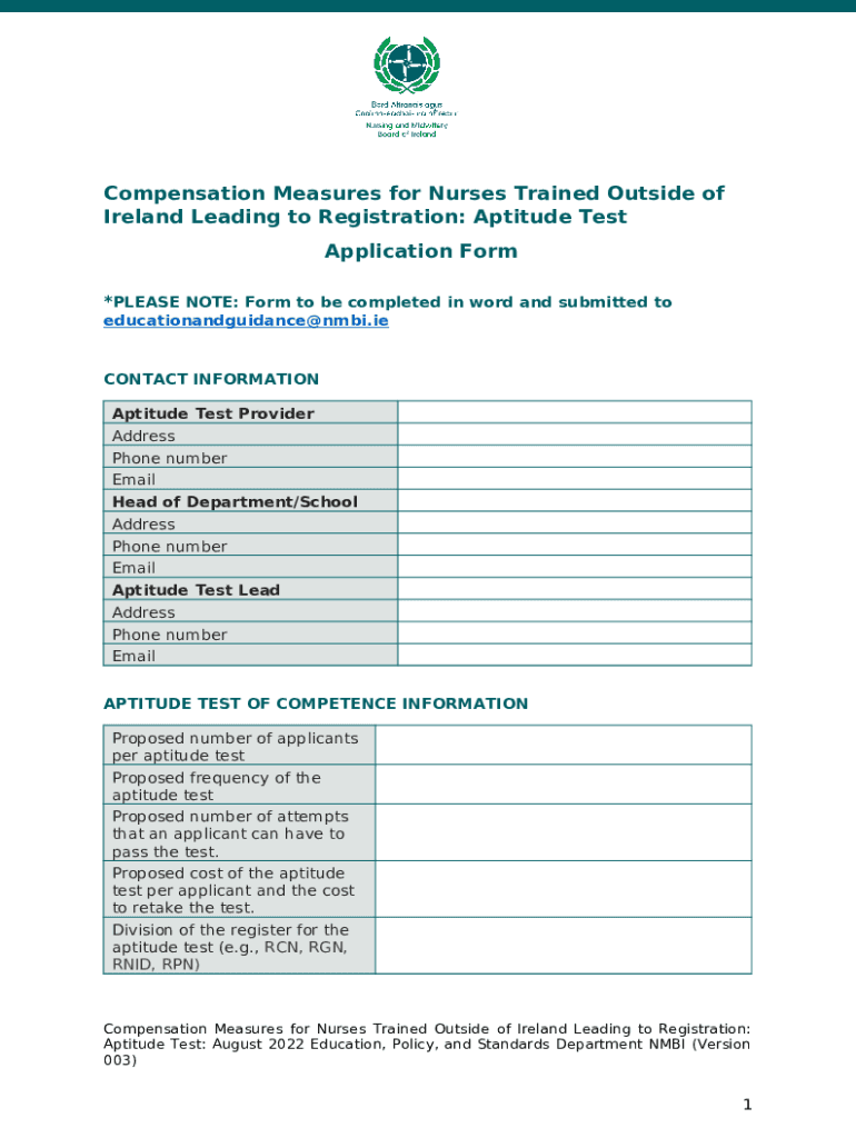 Aptitude Test Application Doc Template | pdfFiller