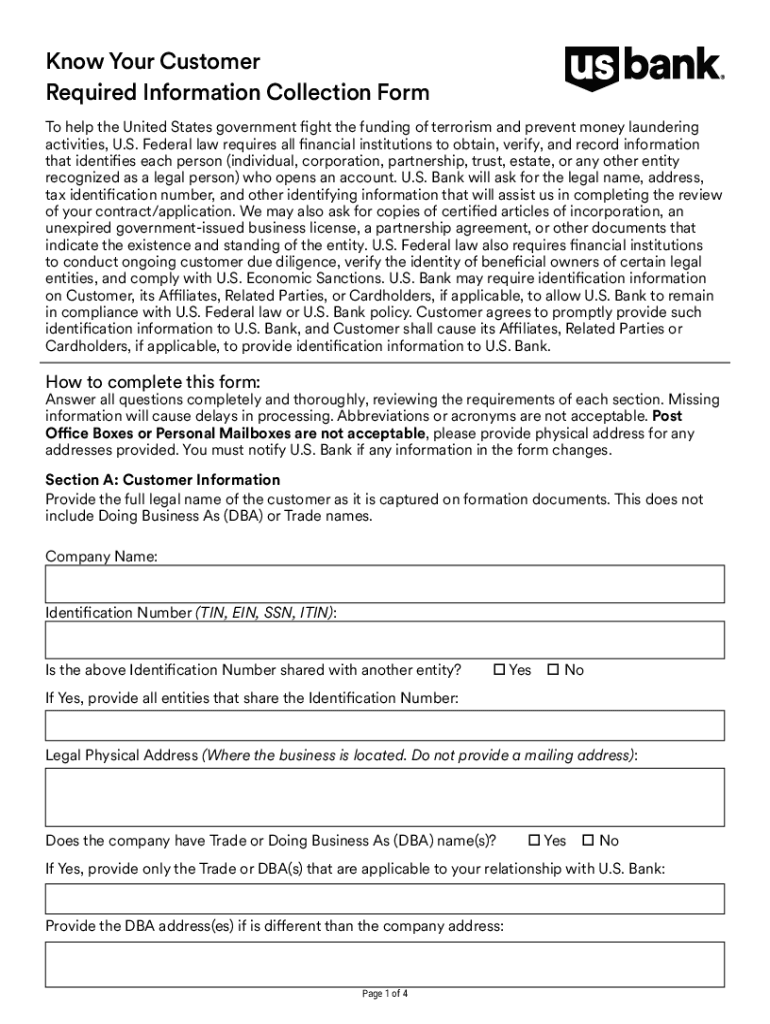 Fillable Online Know Your Customer Required Information Collection Form ...