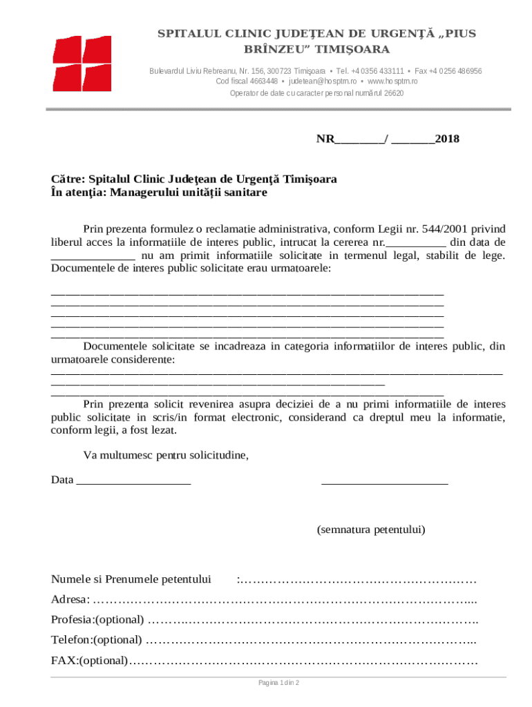 tre: Spitalul Clinic Jude Doc Template | pdfFiller