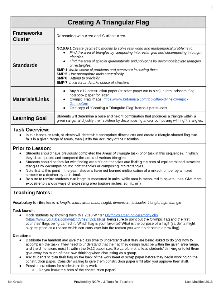 Creating A Triangular Flag Frameworks Cluster Doc Template | pdfFiller