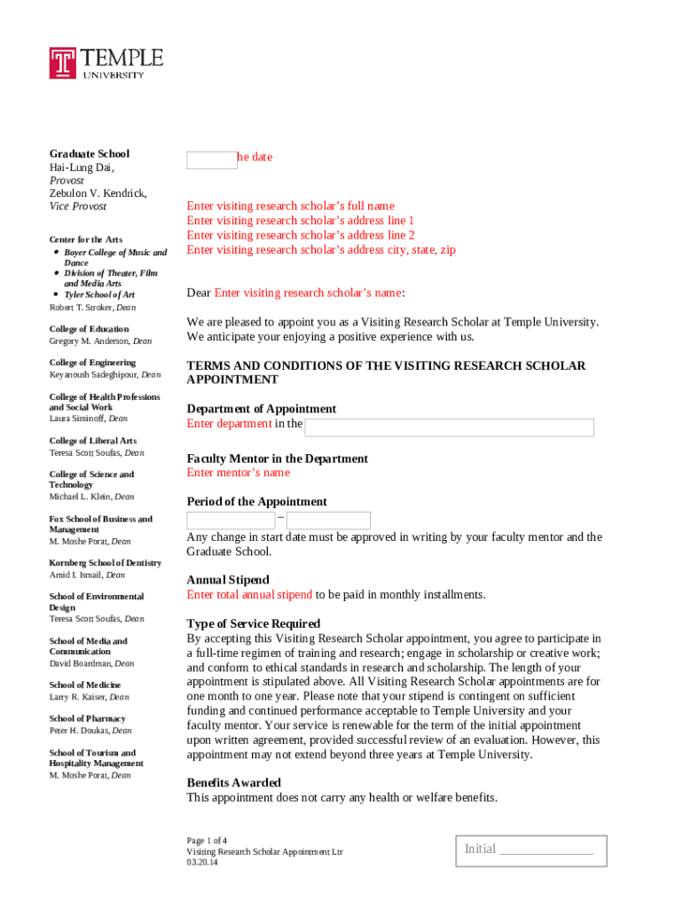 Enter visiting research scholars full name Doc Template | pdfFiller