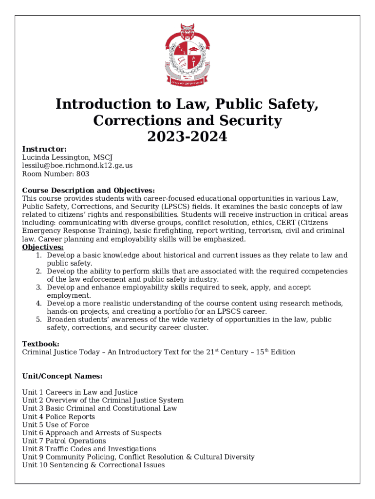 Introduction to Law, Public Safety, Corrections and Security ... Doc ...