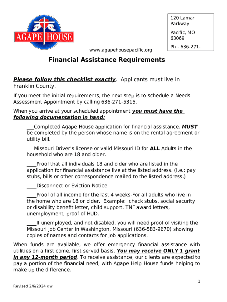 FINANCIAL ASSISTANCE PROCESS & CHECKLIST Doc Template | pdfFiller