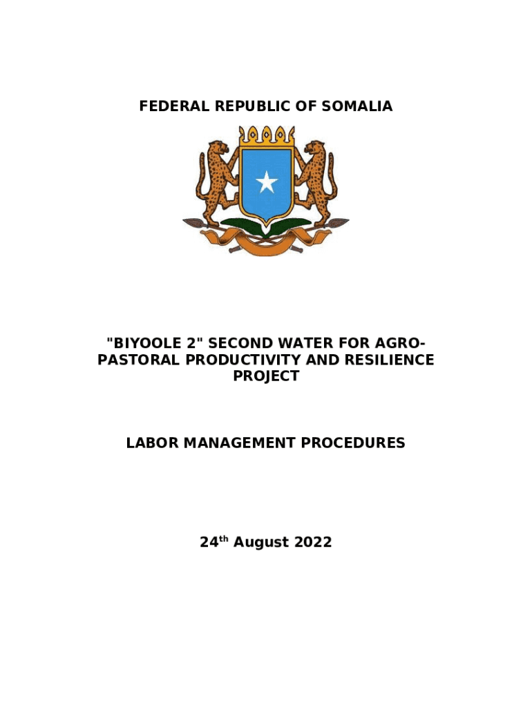 Labor Management Procedures Barwaaqo - Somalia Water for Rural ...