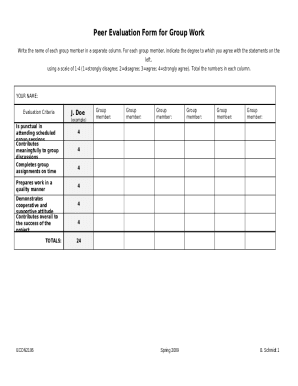Peer Eval-Group Project- - Peer Evaluation for ... Doc Template | pdfFiller