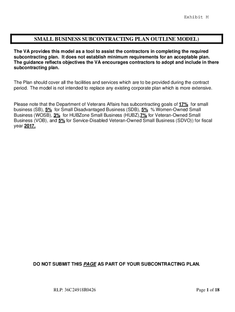 Fillable Online EXHIBIT 12 Model Subcontracting Plan Template.docx Fax ...