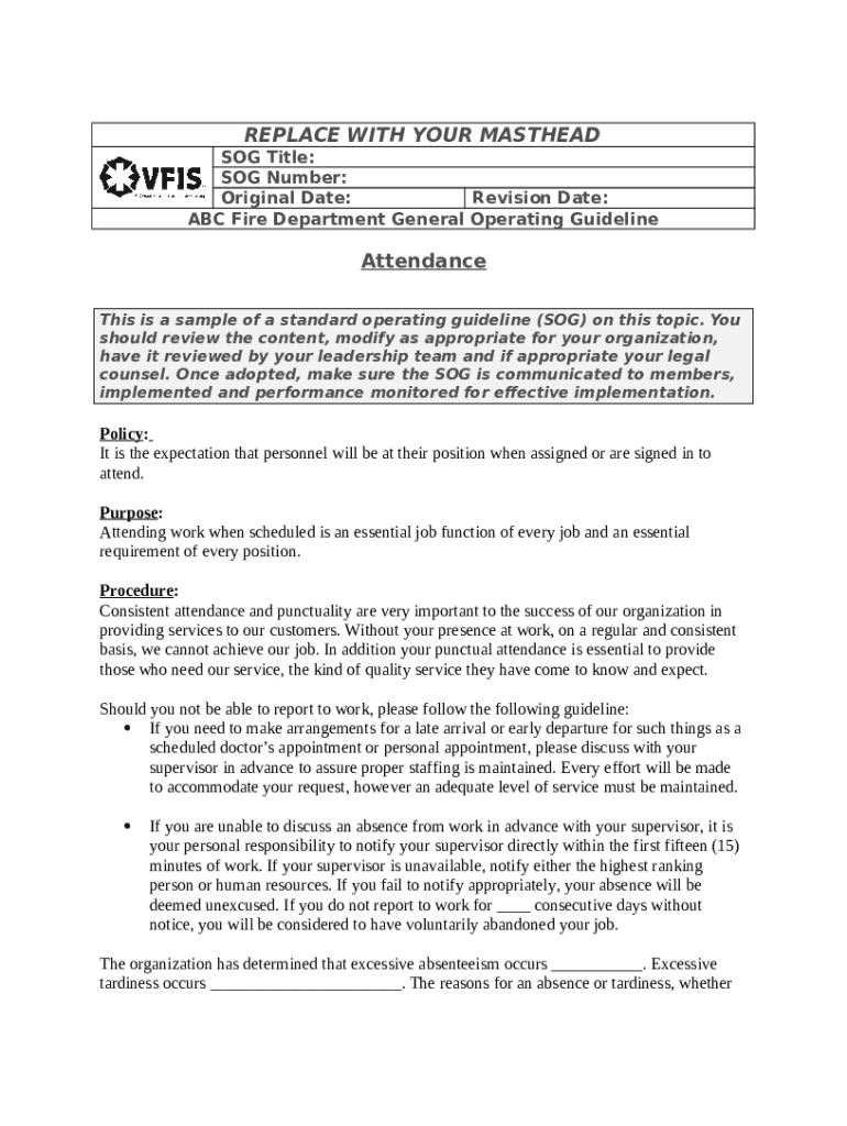 Standard Operating Guidelines (SOG's)falmouthme Doc Template | pdfFiller