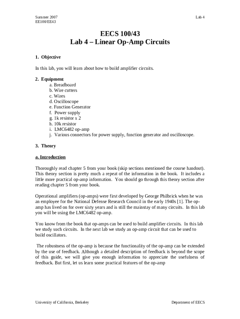 Solved LAB 9: Operational Amplifier Circuits A. OBJECTIVES - inst eecs berkeley Doc Template ...