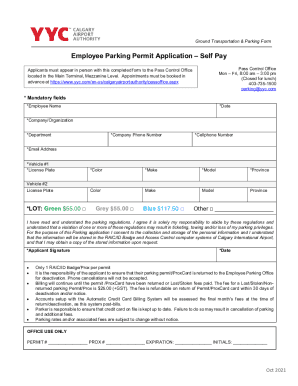 Fillable Online Employee Parking Permit Application - Company Pay Fax Email Print - pdfFiller